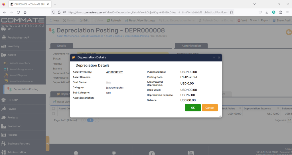 Fixed Assets - Commate ERP